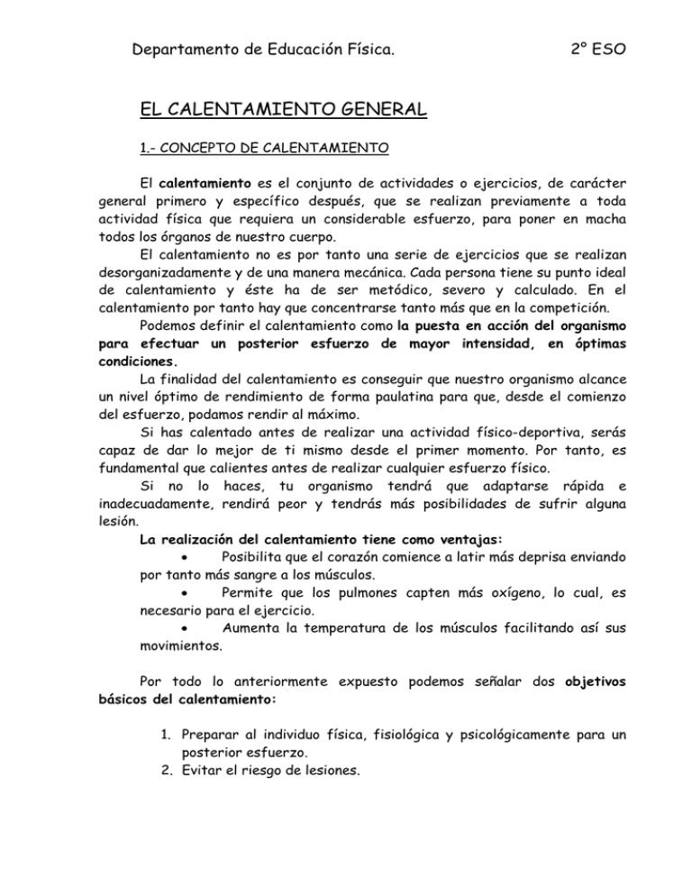 EL CALENTAMIENTO GENERAL