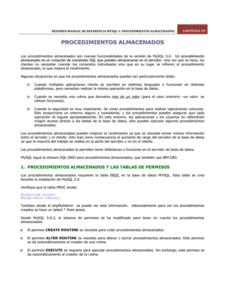 teoria Procedimientos almacenados