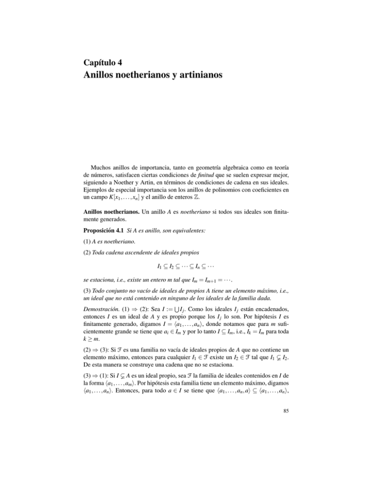 Anillos noetherianos y artinianos