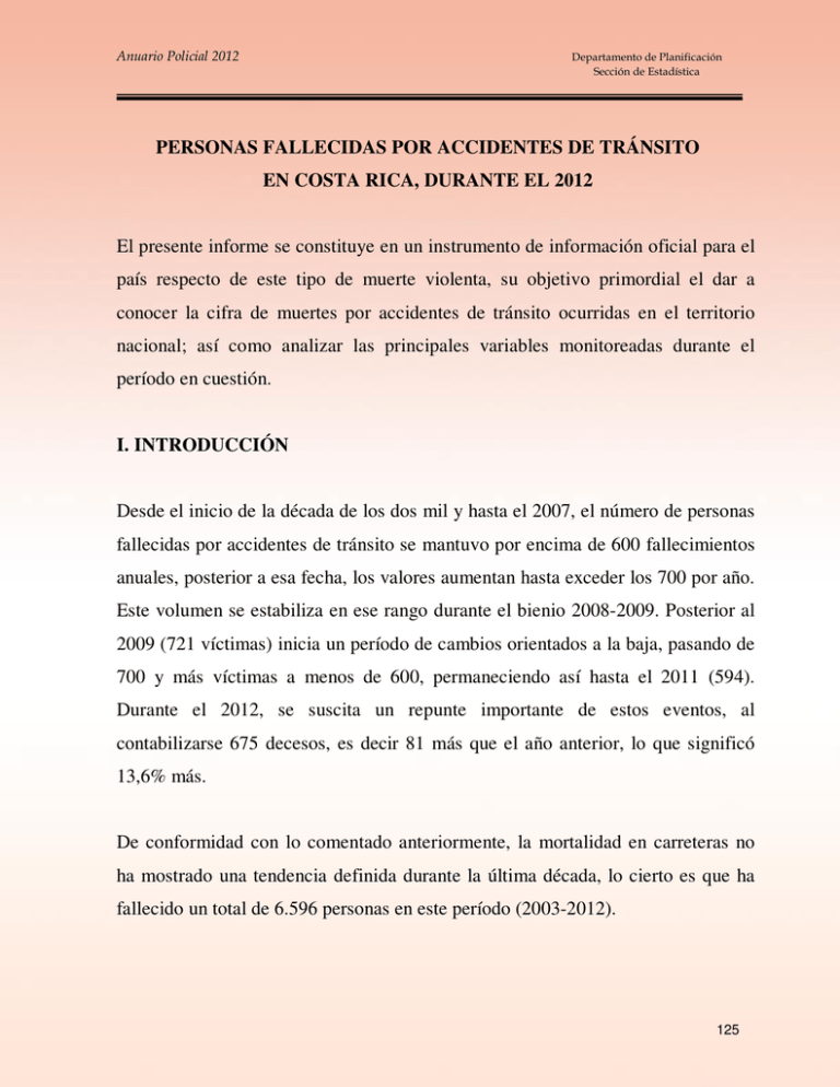 Personas Fallecidas Por Accidentes De TrÁnsito En 2768