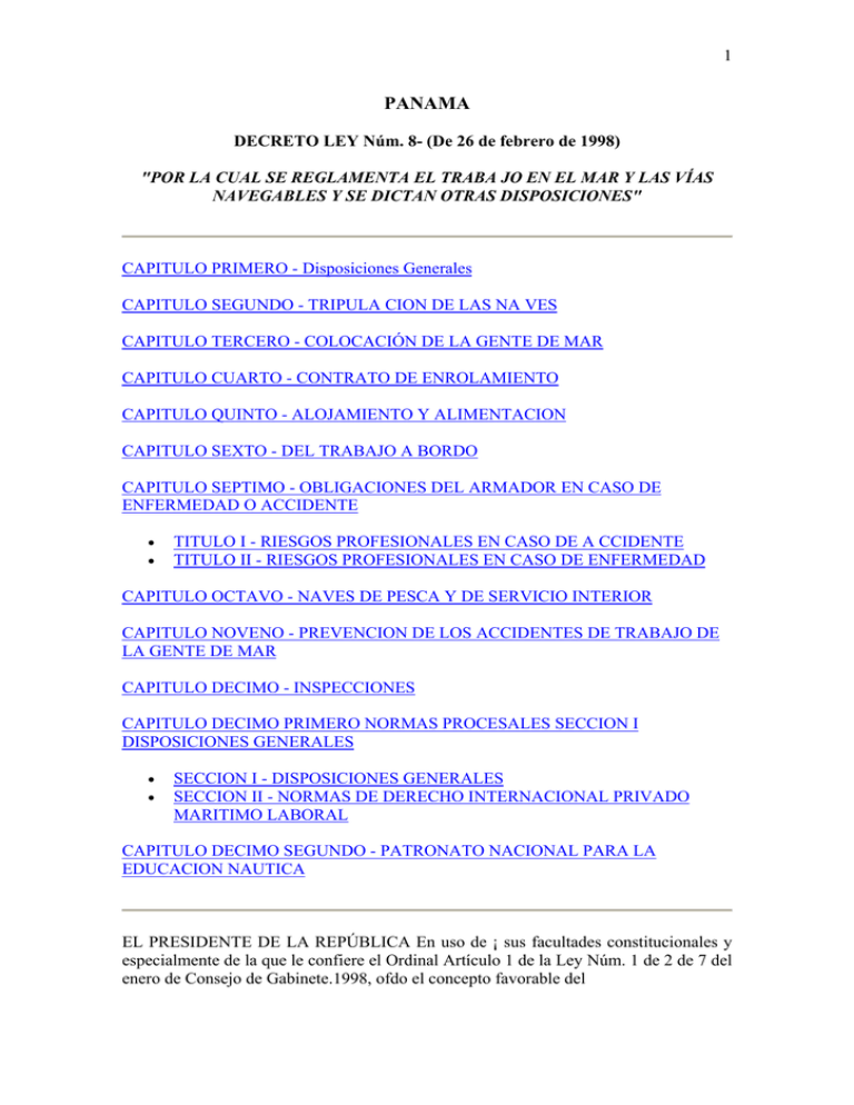 Decreto Ley No.8 - Autoridad Marítima de Panamá