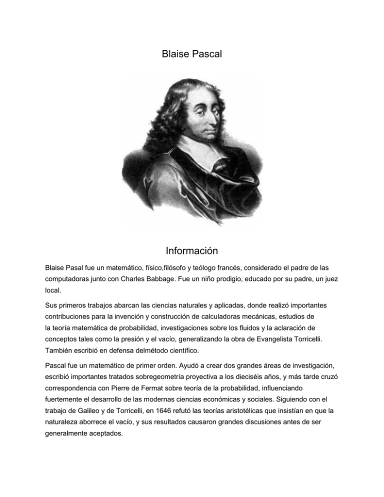 Blaise Pascal Información