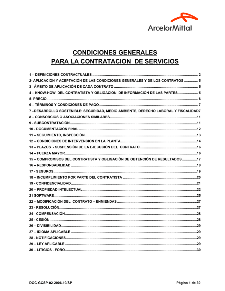 condiciones generales para la contratacion de servicios