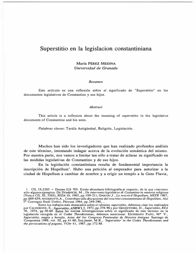 Superstitio en la legislacion constantiniana