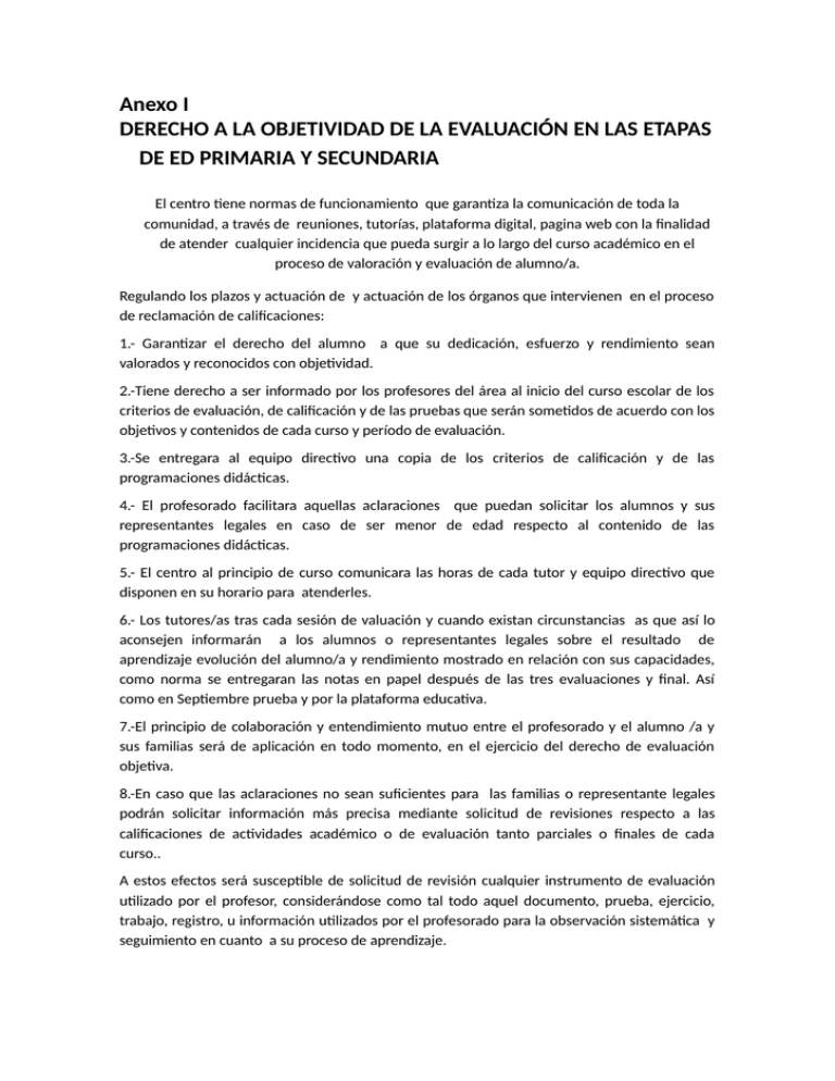 Derecho a la objetividad de la evaluación