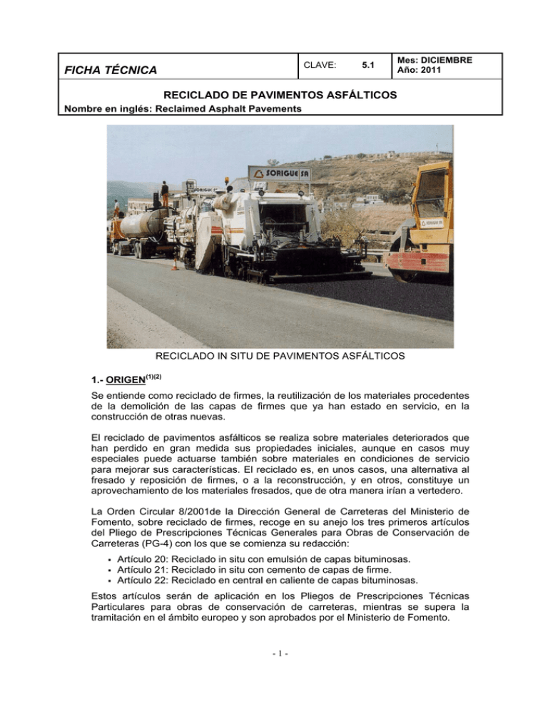 Reciclado de Pavimentos Asfálticos