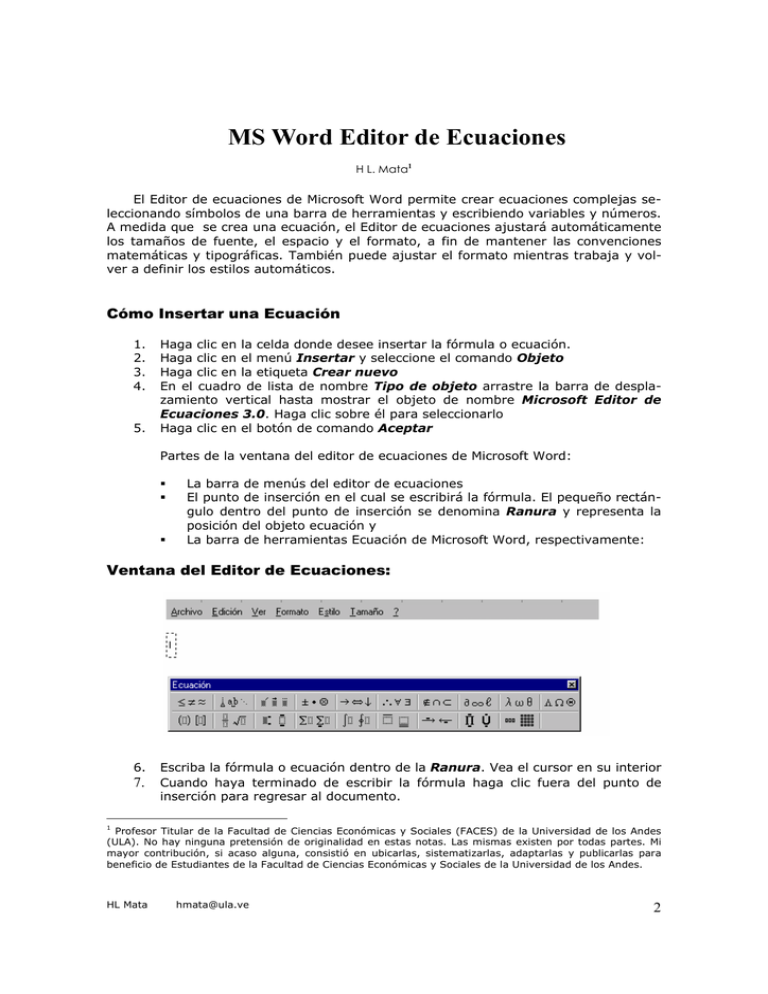 Editor de Ecuaciones - Web del Profesor