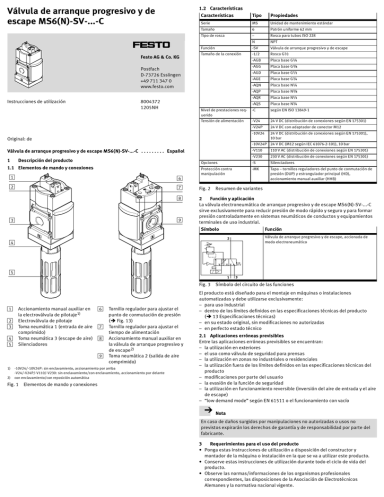 Válvula de arranque progresivo y de escape MS6(N)-SV-...-C