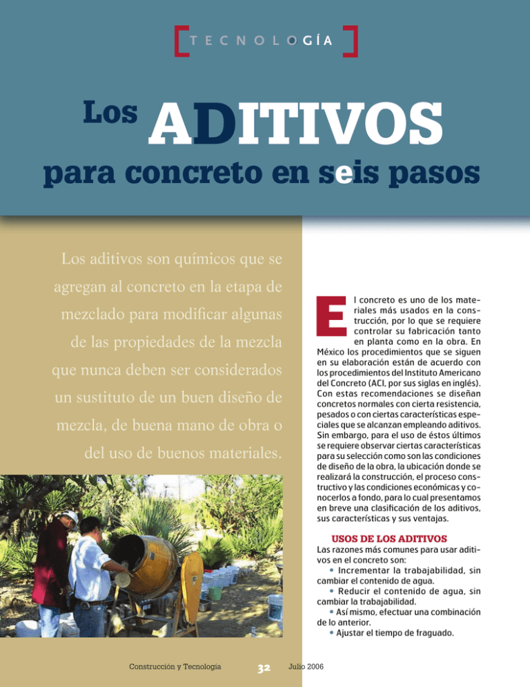 Los aditivos para concreto en seis pasos