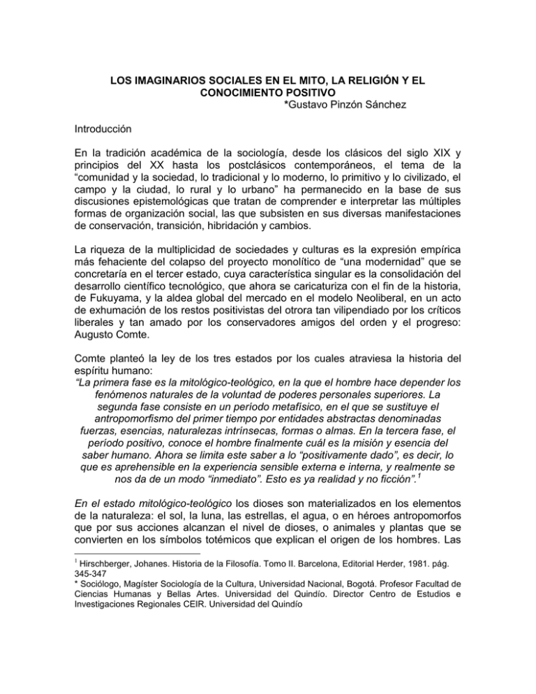 LOS IMAGINARIOS SOCIALES EN EL MITO, LA RELIGIÓN Y EL