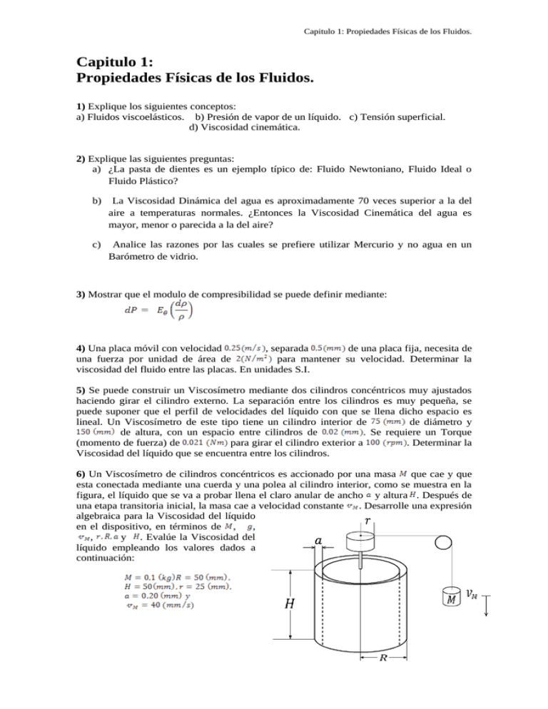 Capitulo 1: Propiedades Físicas de los Fluidos.