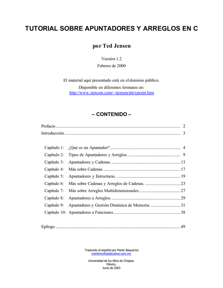 Tutorial de Apuntadores y Arreglos en C