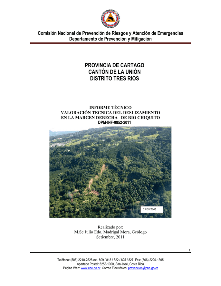 informe técnico valoración tecnica del deslizamiento