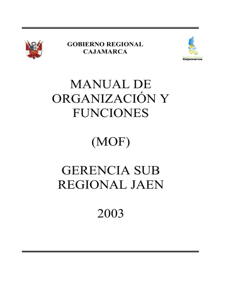 manual de organización y funciones (mof) gerencia sub regional