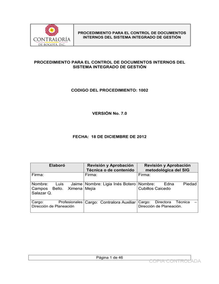 COPIA CONTROLADA - contraloria de bogota, dc