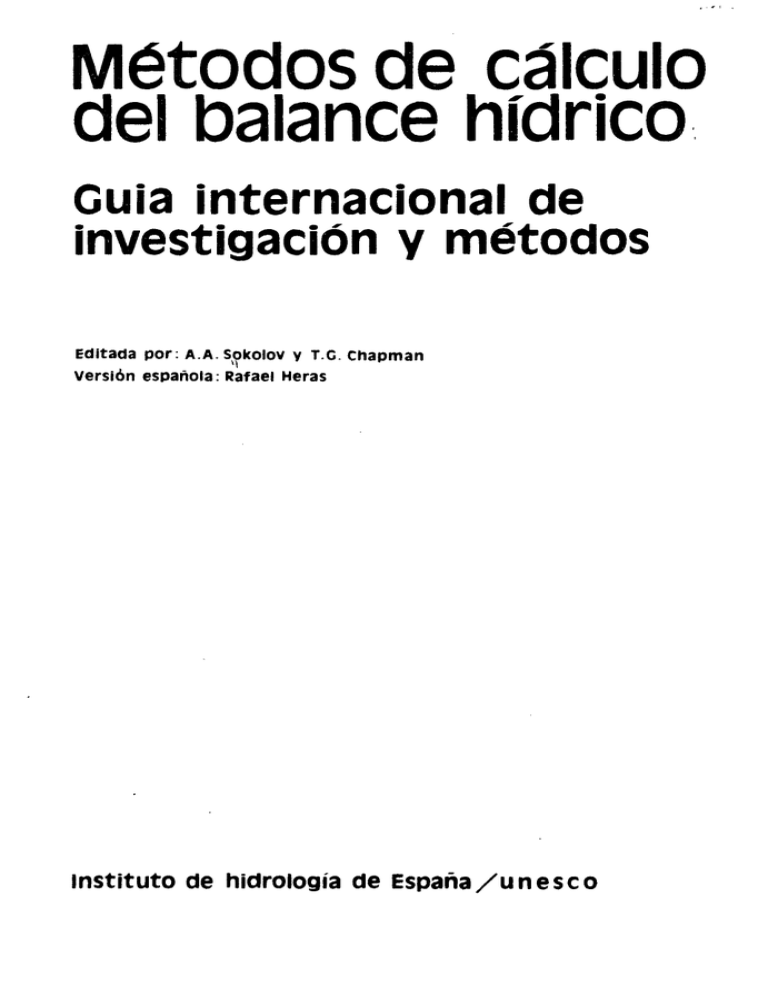 Métodos de cálculo del balance hídrico - unesdoc