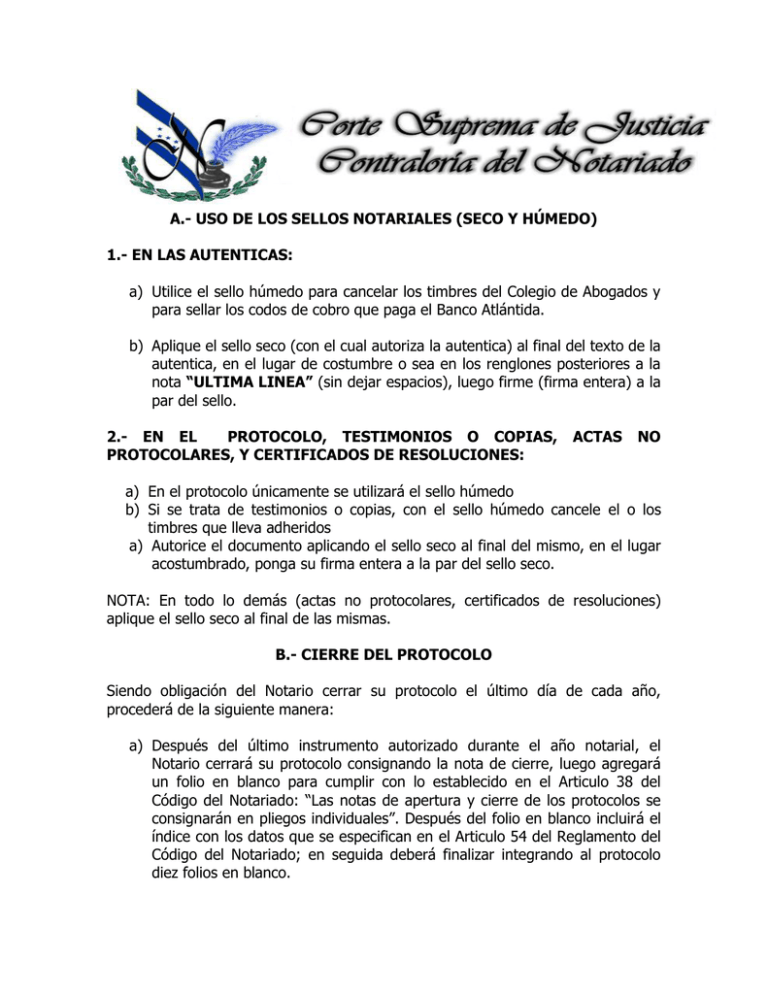 Uso de Sellos Notariales