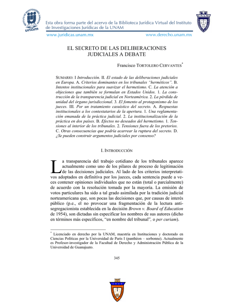 el secreto de las deliberaciones judiciales a debate