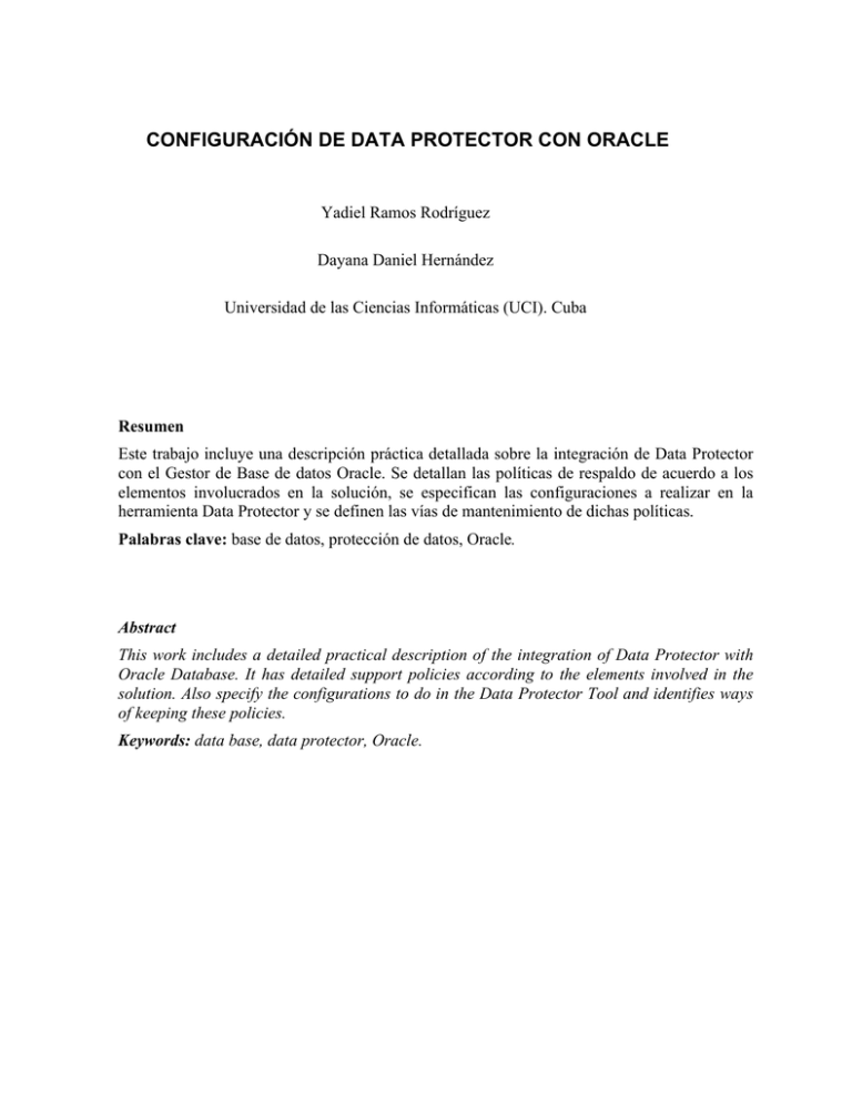configuración de data protector con oracle