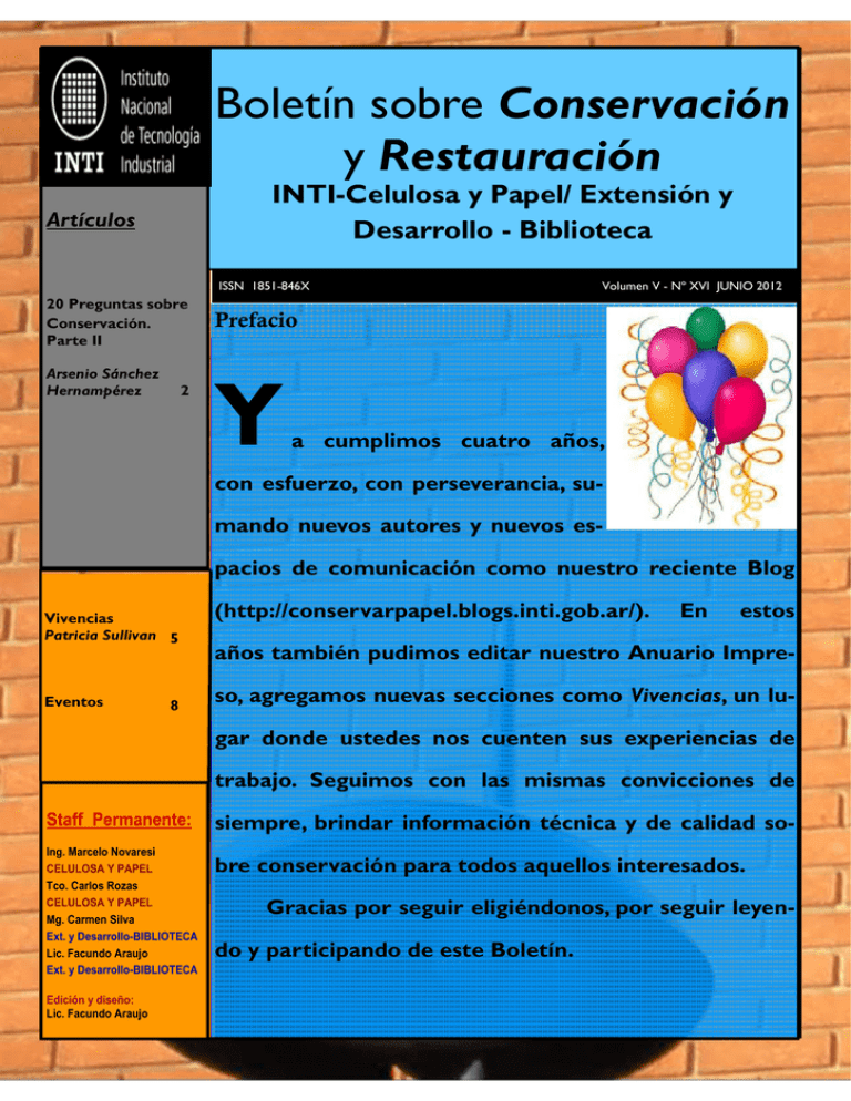 Boletín sobre Conservación y Restauración