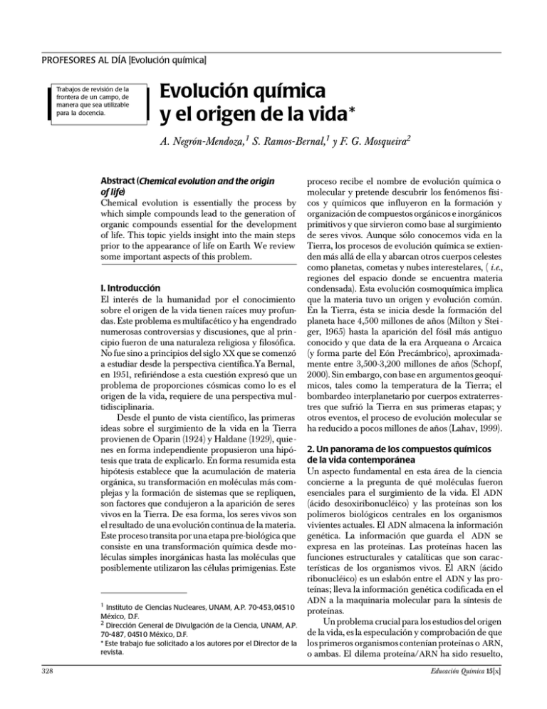 Evolución química y el origen de la vida