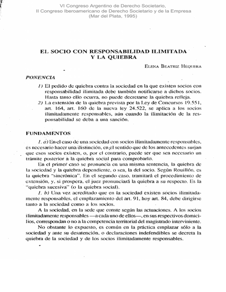 EL SOCIO CON RESPONSABILIDAD ILIMITADA Y LA