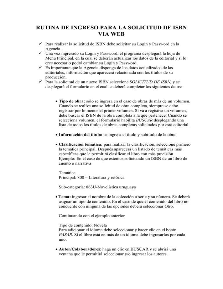 Guía de solicitud ISBN