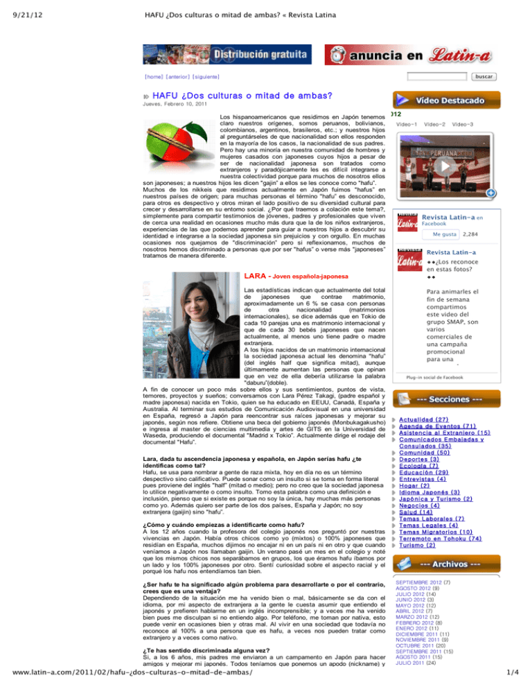 HAFU ¿Dos culturas o mitad de ambas? « Revista Latina