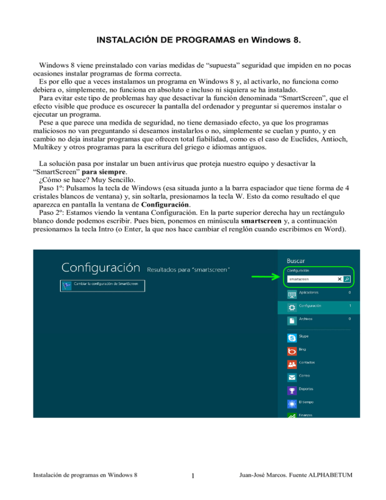 Instalación programas en Windows8