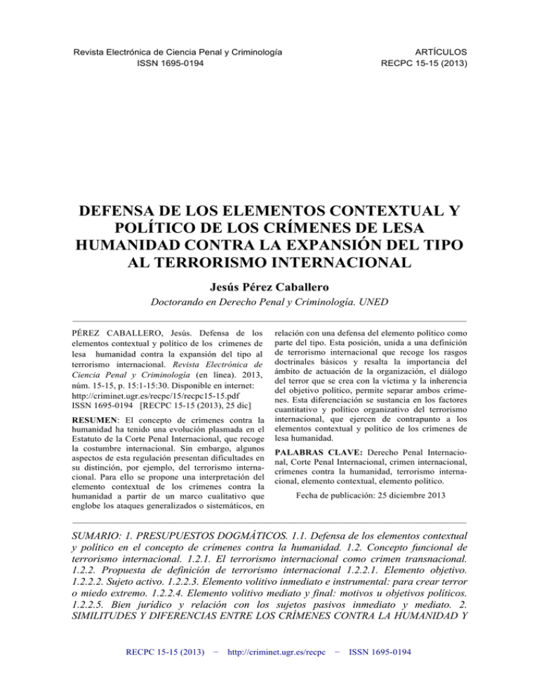 defensa de los elementos contextual y político de los