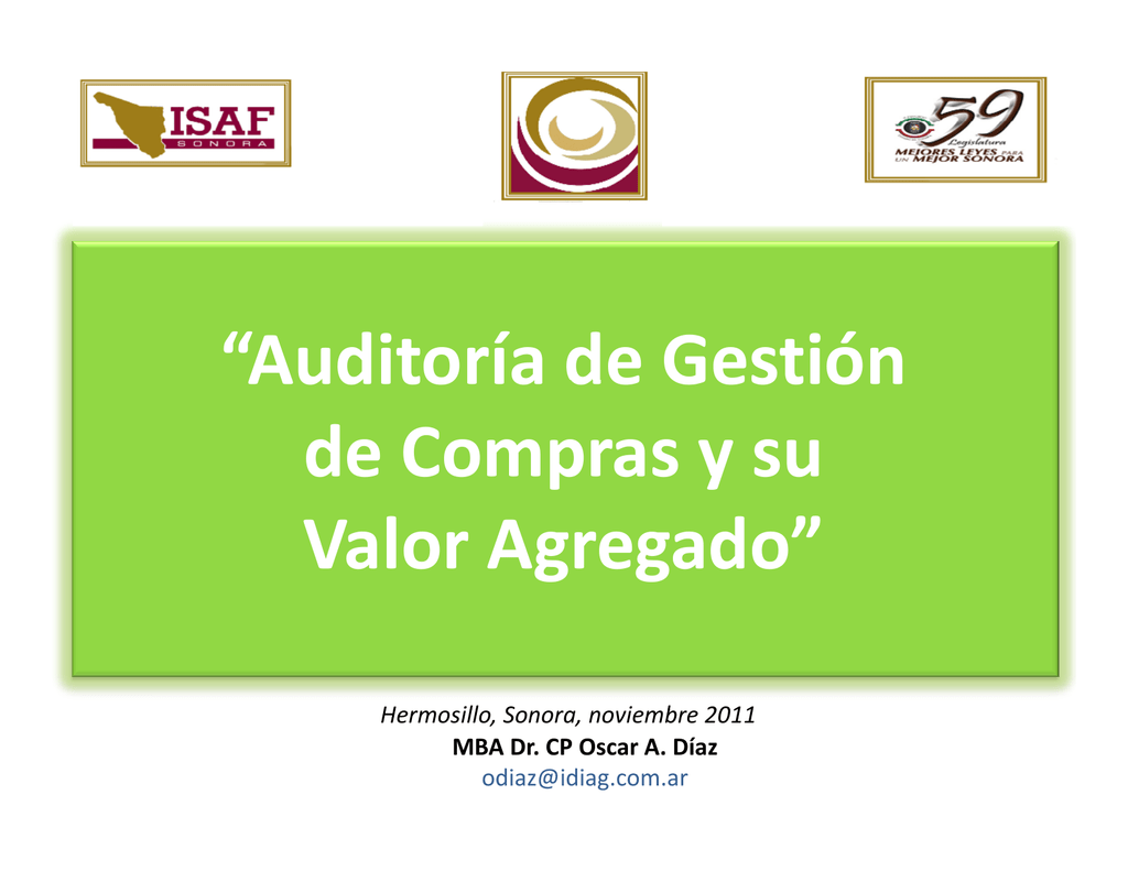 “Auditoría de Gestión Auditoría de Gestión de Compras y su Valor