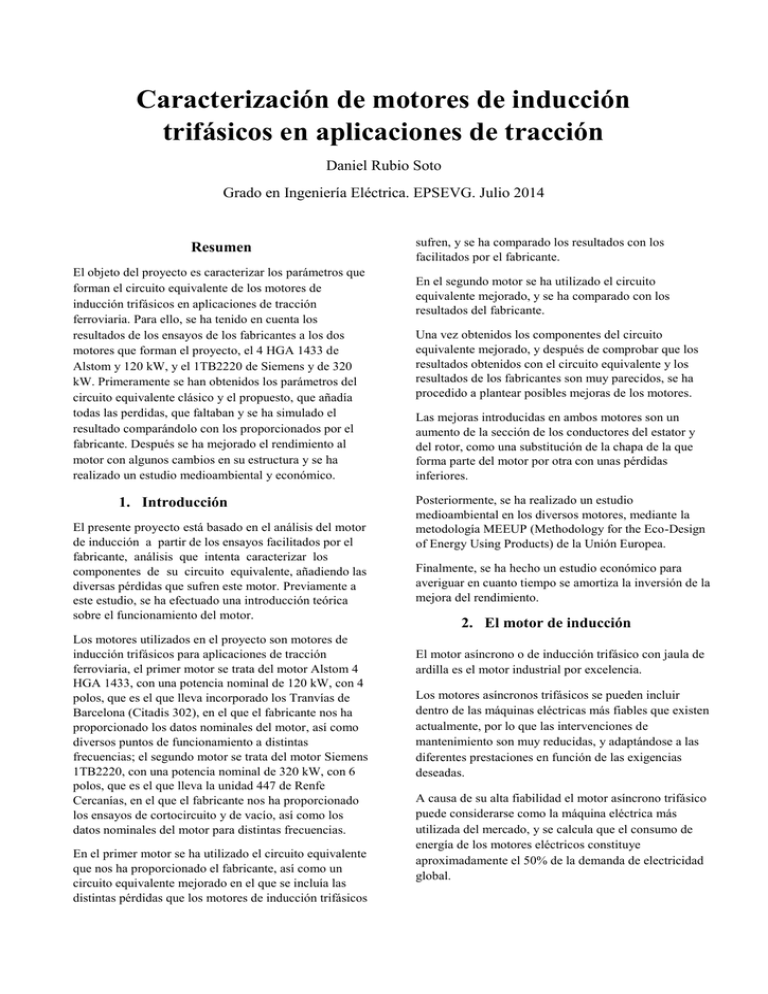 Caracterización de motores de inducción trifásicos en aplicaciones