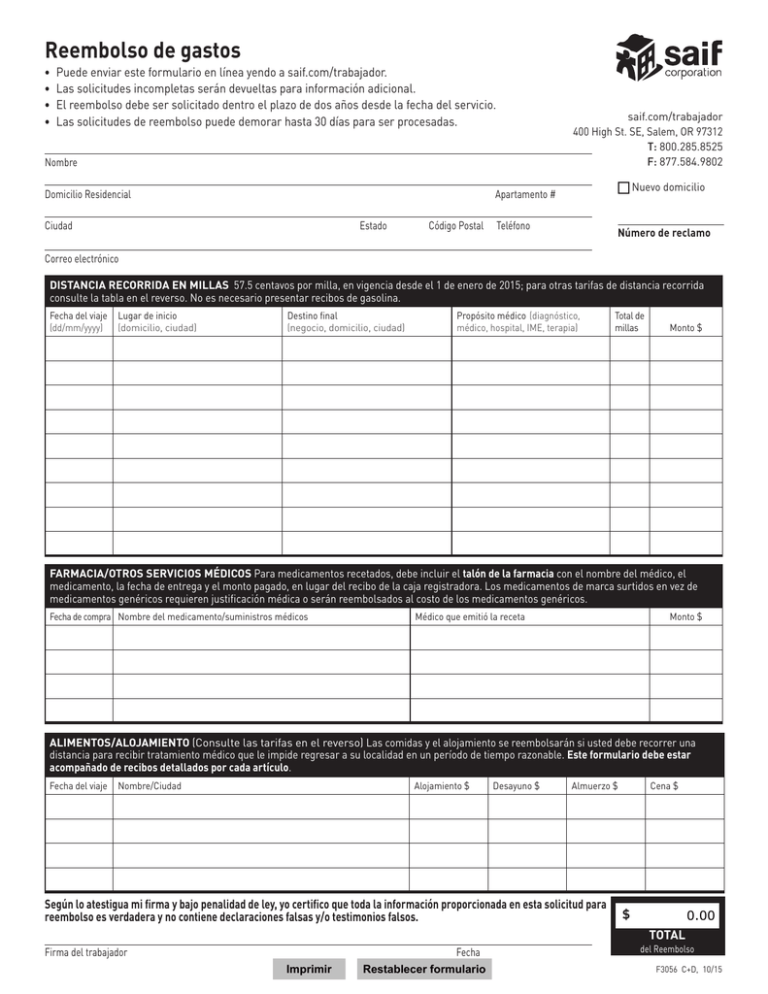 formulario de reembolso