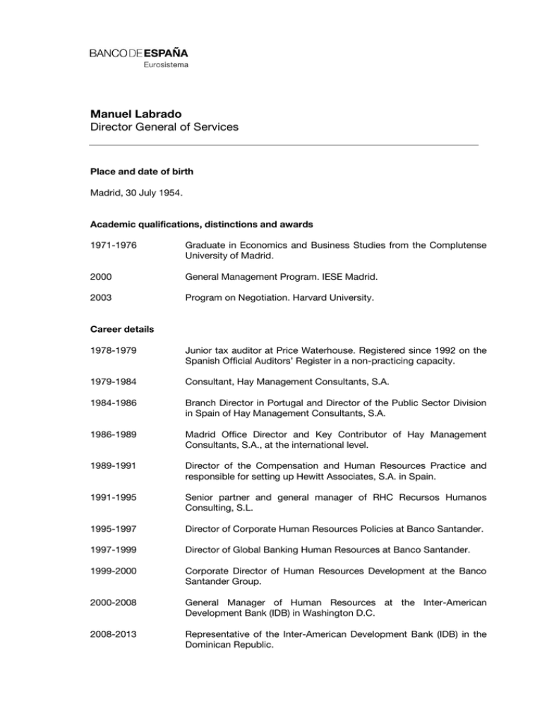 Manuel Labrado Director General of Services