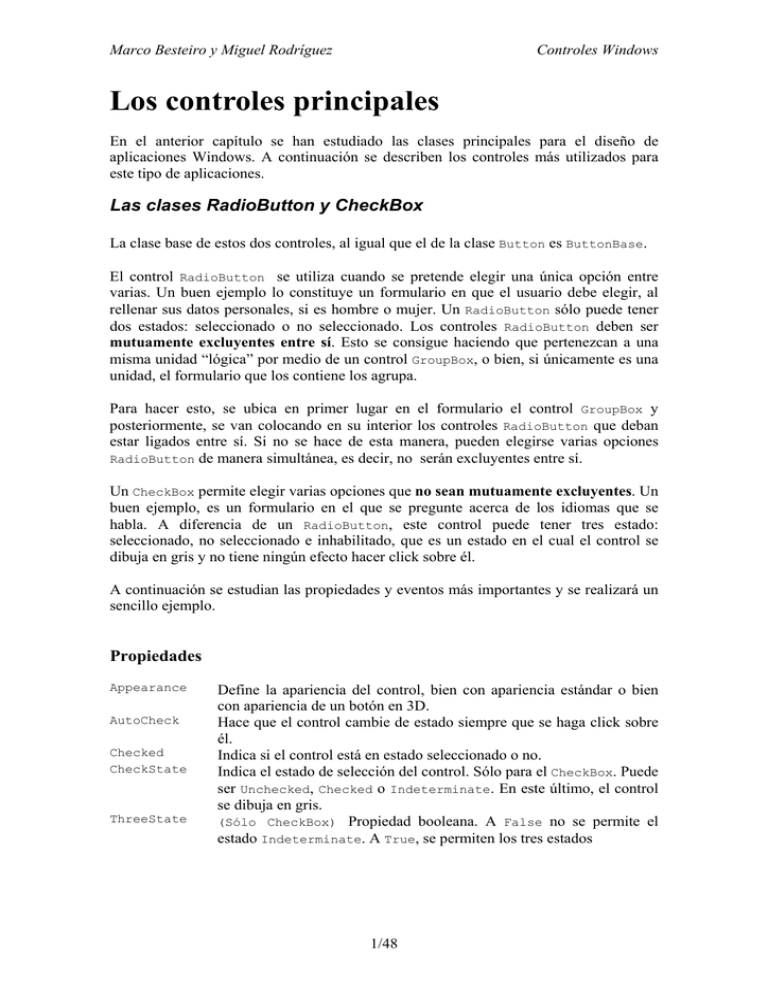 Los controles principales