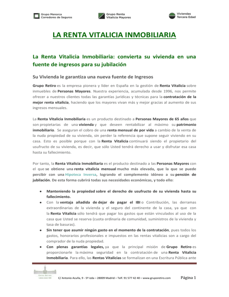 la renta vitalicia inmobiliaria