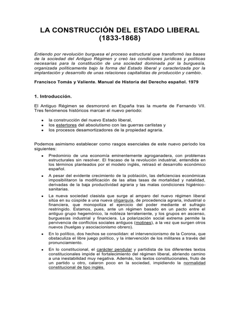 la construcción del estado liberal (1833-1868)