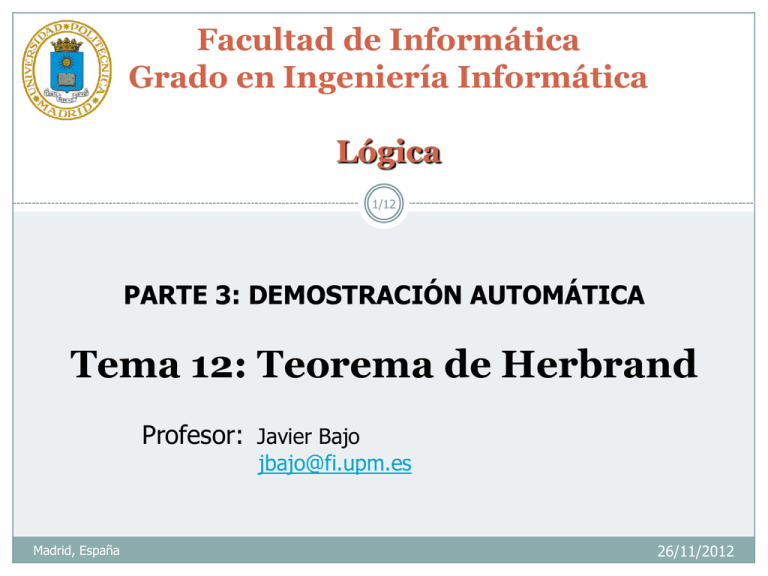 Tema 12: Teorema de Herbrand
