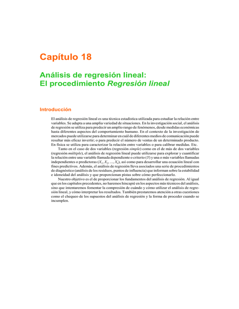 Análisis de regresión lineal: el procedimiento Regresión Lineal