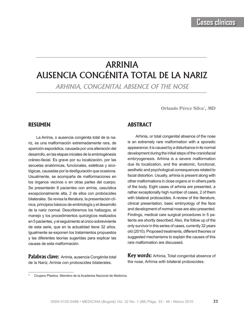 arrinia ausencia congénita total de la nariz