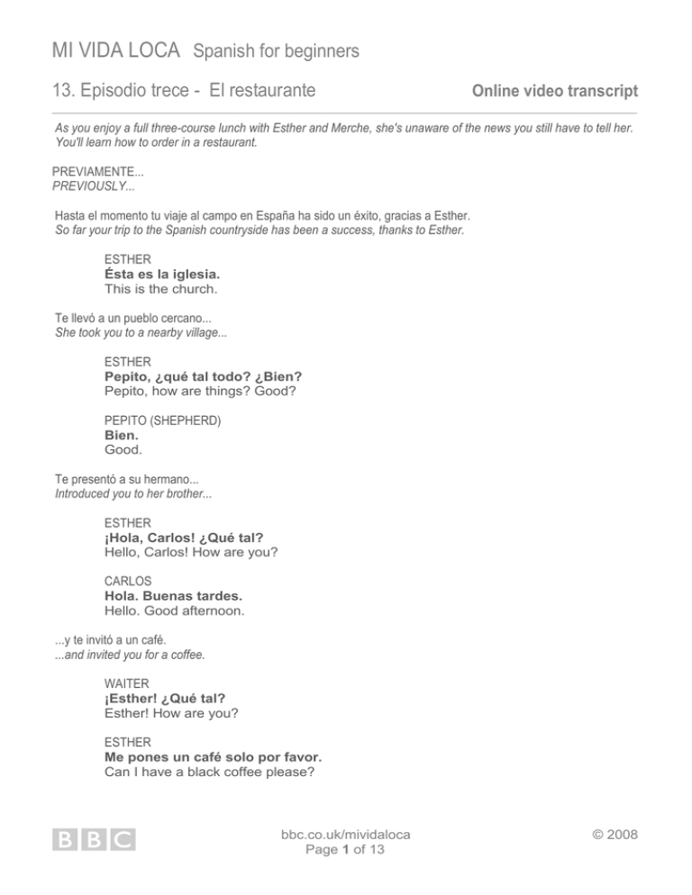 mi vida loca 13 el restaurante