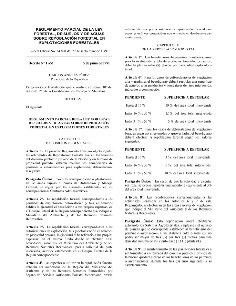 Reglamento Parcial de la Ley Forestal de suelos y Aguas