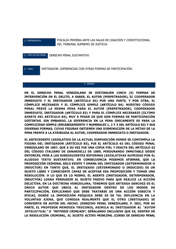 instigador. diferencias con otras formas de