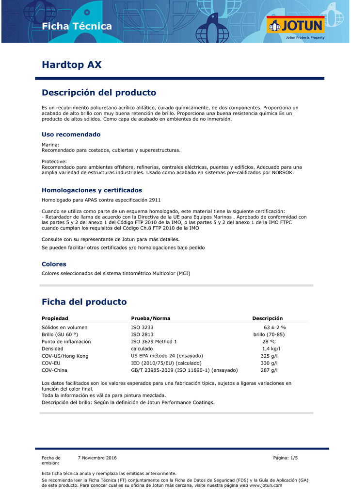 Ficha Técnica Hardtop AX