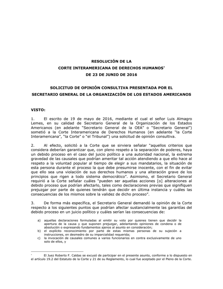 Resolución De La Corte Interamericana De Derechos Humanos De 23