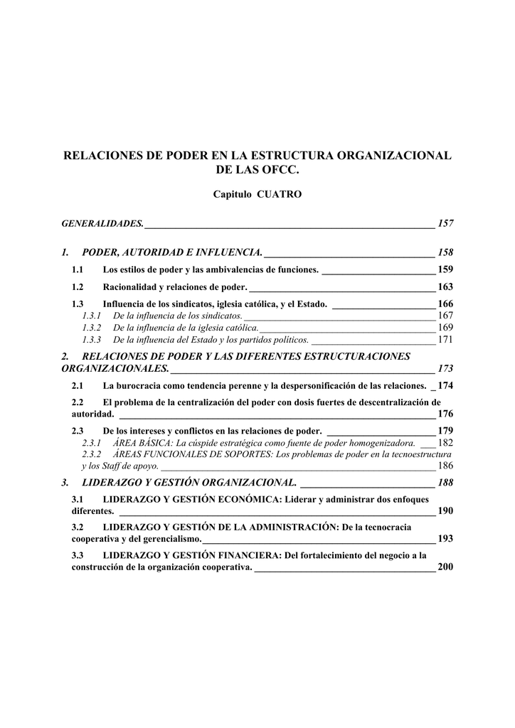 relaciones de poder en la estructura organizacional de las ofcc.