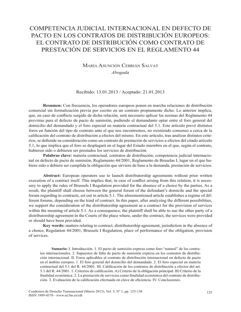 COMPETENCIA JUDICIAL INTERNACIONAL EN DEFECTO DE