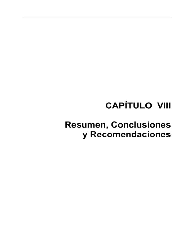 CAPÍTULO VIII Resumen, Conclusiones y Recomendaciones