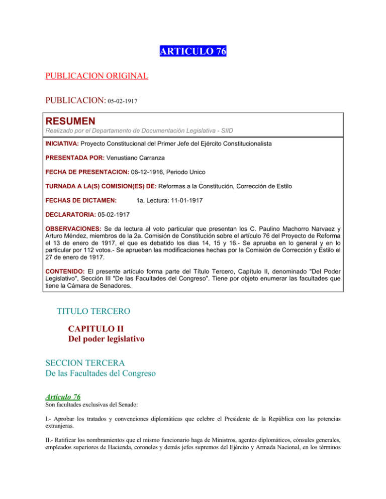 ARTICULO 76 RESUMEN
