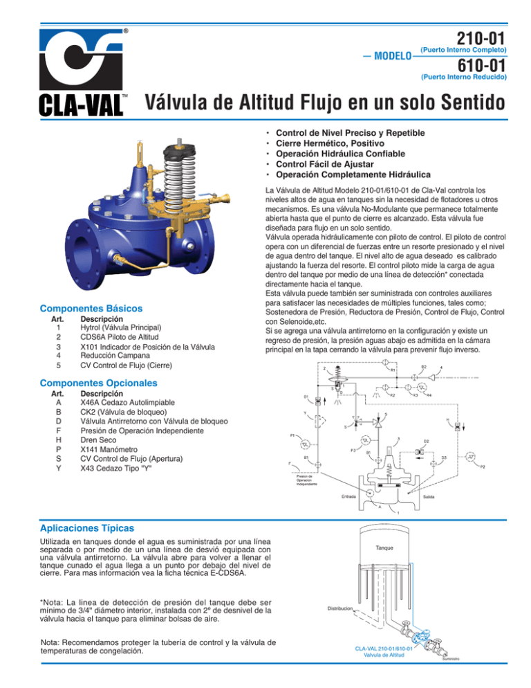 Válvula de Altitud Flujo en un solo Sentido - Cla-Val